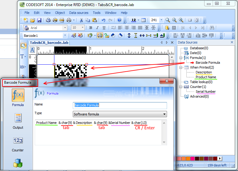 Program your Brady CR scanner to process embedded tabs and carriage ...