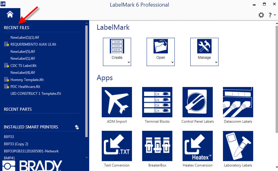 Labelmark 5 & 6 - How to remove recently used label parts or files from the Start / Home Screen ...