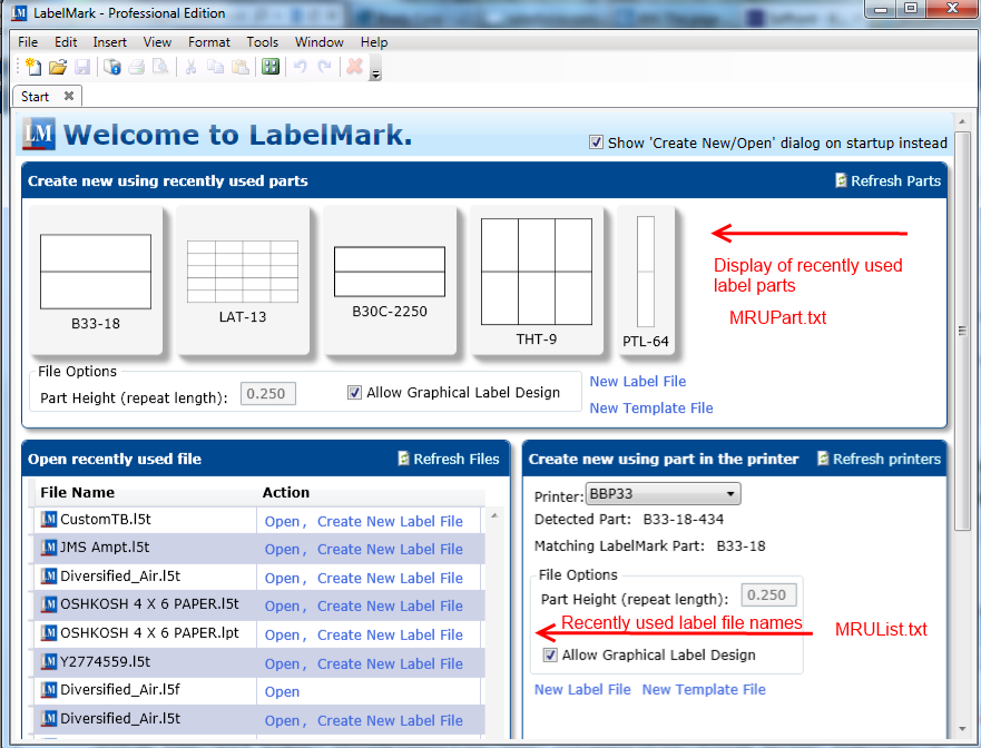 Labelmark 5 & 6 - How to remove recently used label parts or files from the Start / Home Screen ...