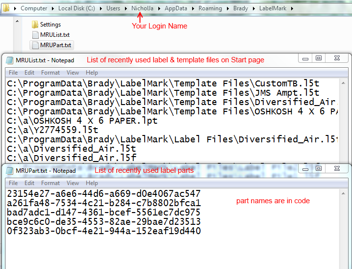 Labelmark 5 & 6 - How to remove recently used label parts or files from ...