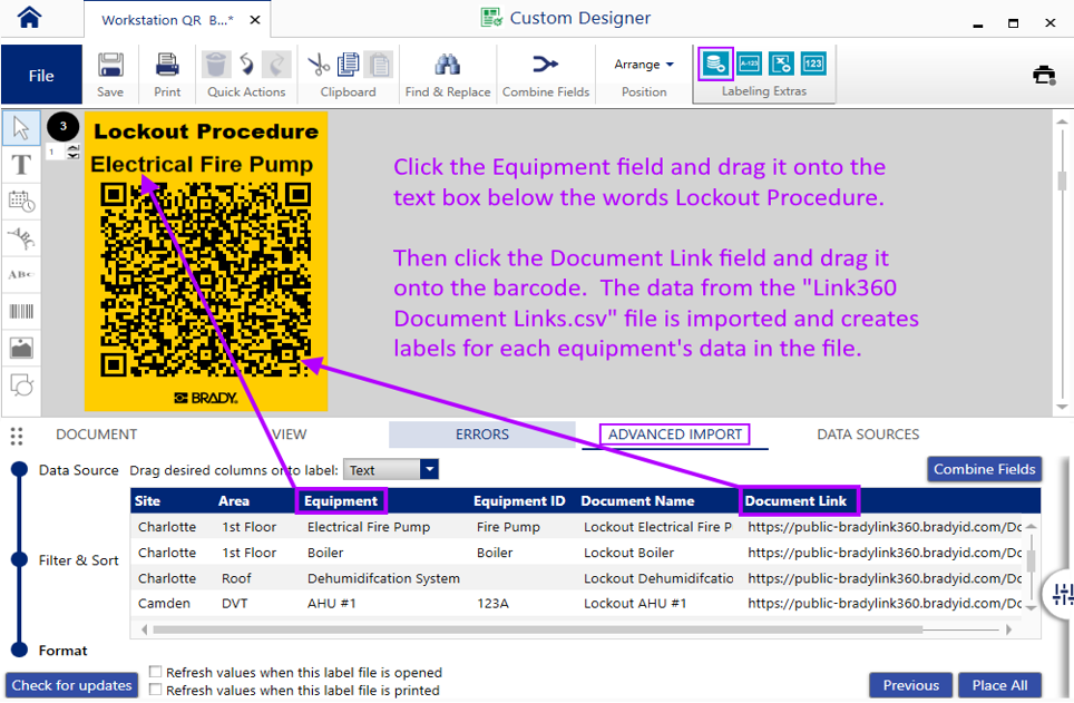 Bulk Print LINK360 QR Codes using Brady Workstation | Brady Support