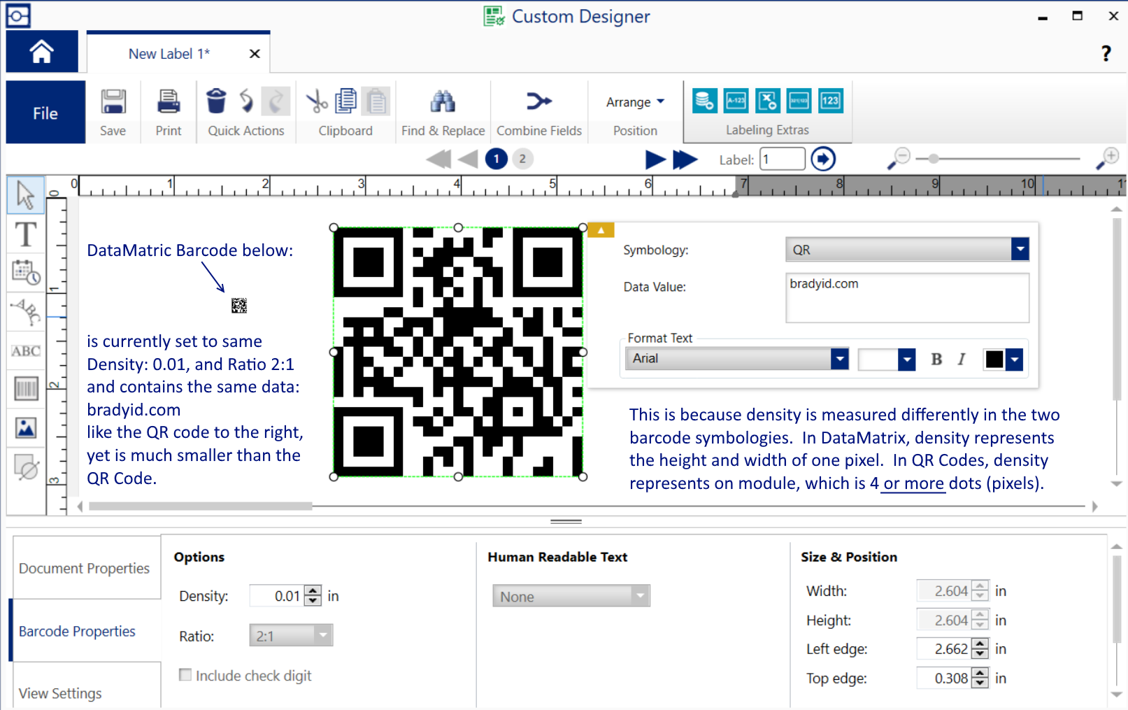 DataMatrix vs. QR Code Barcode Density in Brady Workstation | Brady Support