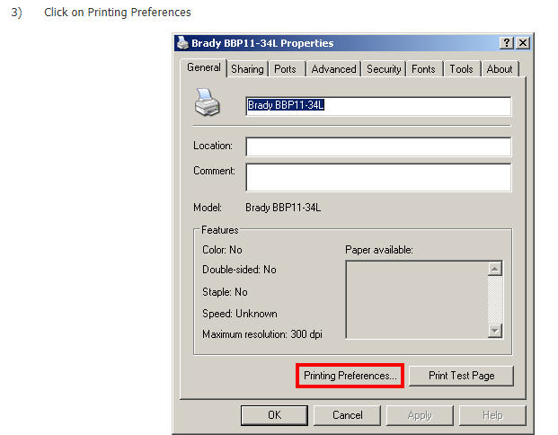 BBP11 - How to adjust print position in the BBP11 windows printer ...