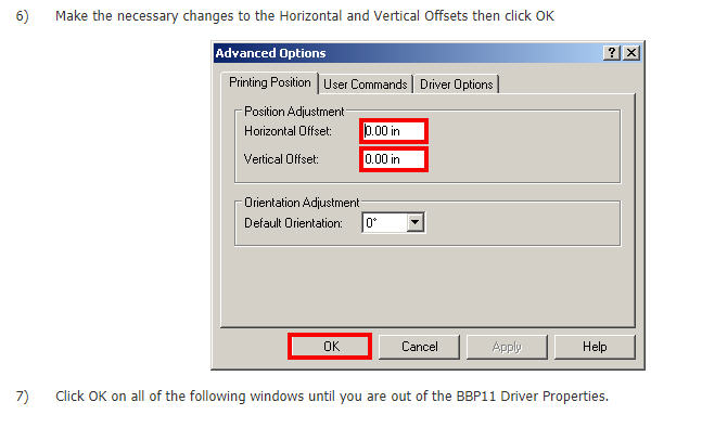 BBP11 - How to adjust print position in the BBP11 windows printer ...