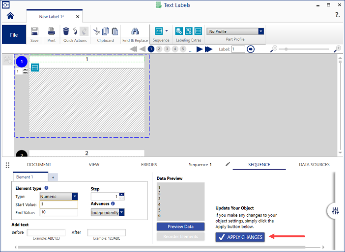 Custom Designer Text Labels Add A Sequence Multiple Times To A Label File Brady Support